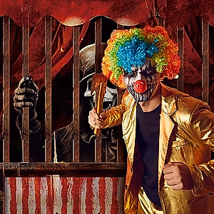 Preboun Halloween Evil Circus Door Cover, Halloween Door Decorations Bloody Creepy Carnival Banner Evil Circus Entrance Theme Door Cover Halloween Backdrop for Halloween Party Decorations, 71 x 35''