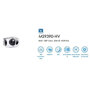VIVOTEK MS9390-HV 8MP Dual-Sensor 180° Panoramic View WDR Pro IR Outdoor Network Camera with Built-in Microphone