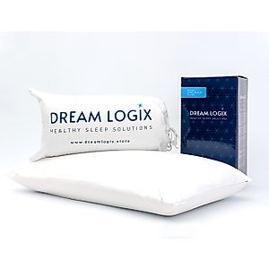Talalay Natural Latex Foam Pillow DreamLogix - Queen Size Medium Soft Pillow for Sleeping, Side, Stomach & Back Sleepers, Neck Support, 100% Cotton Cover (Medium Soft, Queen Size 28''x16''x6'')