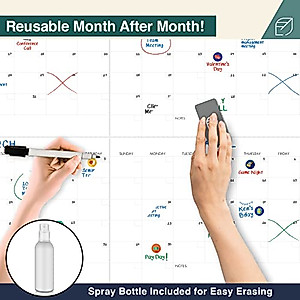 X Large Dry Erase Wall Calendar - 24"x 36" 4 Month Premium Giant Oversized Undated Erasable Deadline Task Calendar for 2023 - Jumbo Monthly Task Organizer Planner for Home, Business & Dorm Room