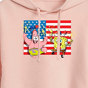 HYBRID APPAREL - SpongeBob SquarePants - Patrick Sparkers Flag - Juniors Cropped Hoodie - Size Medium Blush