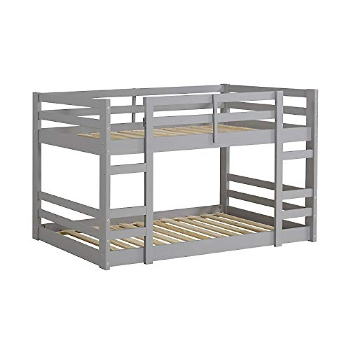Walker Edison Alexander Classic Solid Wood Stackable Jr Twin over Twin Bunk Bed, Twin over Twin, Grey
