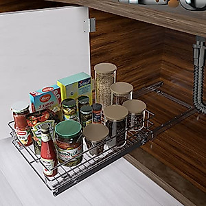 GROWLING Pull Out Cabinet Organizer, Heavy-Duty Slide Out Shelves, Sliding Wire Baskets Drawer Storage for Kitchen, Bathroom, 12" W x 17.3" D x 5.4" H, Chrome Finish.