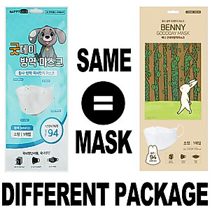 Happy Life,KIDS KF94 - Face Protective Mask for Kids (White) [Made in Korea] [20 Individually Packaged] Premium KF94 Certified Face Safety White Dust Mask for Kids,Small
