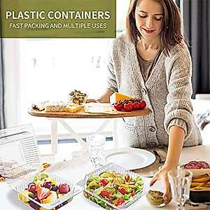 Goiio 100 Pcs Disposable Clamshell Dessert Container, 5.32x4.7x2.75 inches Clear Plastic Take out Containers, for Salads, Sandwiches, Hamburgers