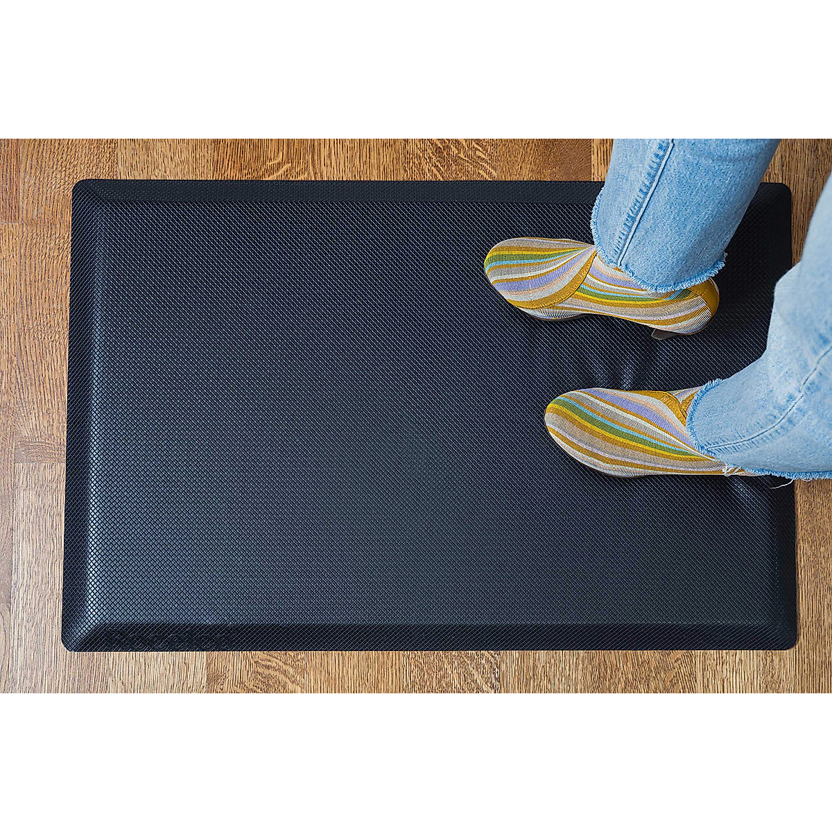 Rocelco Standing Desk Converter and Floor Mat - 31.5 Inch Sit Stand Up Dual Monitor Tabletop Riser with Tablet Mount, Height Adjustable Workstation - Deep Keyboard Tray - Gray (R VADRG-MAFM)