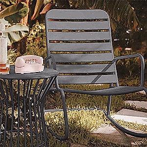 Novogratz 88065CHC1E Poolside Gossip Collection, Roberta Outdoor/Indoor Rocking Chair, Charcoal Patio Rocker