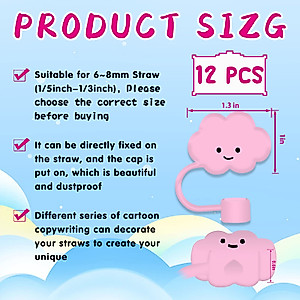 Silicone Straw Tips Cover 6 Pack Reusable Cloud Shape Straw Covers Protector Cute Straw Plugs Drinking Straw Tips Lids Anti-dust Silicone Straw Caps for 6-8 mm Straws (White Cloud style)