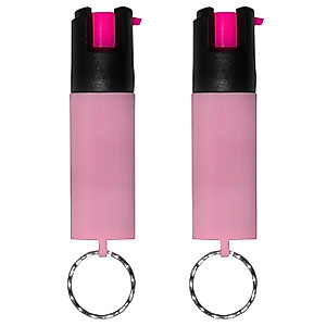 Police Magnum Pepper Spray Self Defense- Mini Pocket Safety Tool kit - Small discreet Canister Case- Made in The USA- 2 Pack 1/2oz Twist Lock Pink Sleeve Keyring