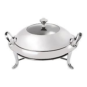 Chafing Dish Stainless Steel Round Durable Buffet Warmer,3L//3.17Q Chafing Dish with Lid and Chafing Fuel Holder for Kitchen Party Dining (Style2)