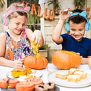 Riwbox CT-7 Cat Ear Bluetooth Headphones, LED Light Up Bluetooth Wireless Over Ear Headphones with Microphone and Volume Control for iPhone/iPad/Smartphones/Laptop/PC/TV (Pink&Green)