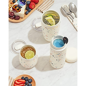 W&P Porter Insulated Tumbler 20 oz | No Metallic Aftertaste Ceramic Coated for Water, Coffee, & Tea | Wide Mouth Vacuum Insulated | Dishwasher Safe, Cream Terrazzo