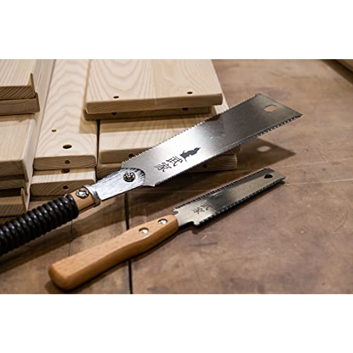 Set of 2 - Ryoba Japanese Pull Saw 9.5 Inch and Flush Cut Saw 6 Inch – Woodworking Tools Ryoba Table Saw – Steel Blades and Wood Handles, Handsaw 2 Cutting Edges– Japanese Hand Saw for Carpentry, DIY