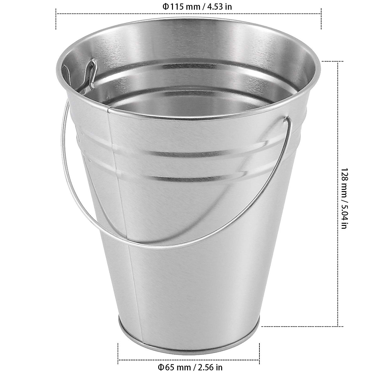 ZEONHAK 20 Pack 4.5 x 5 Inches Galvanized Metal Buckets with Handle, Multifunctional Metal Pails, Small Metal Bucket for Party, Plants, Wedding and Home Decorations, Vase, Candy, Silver