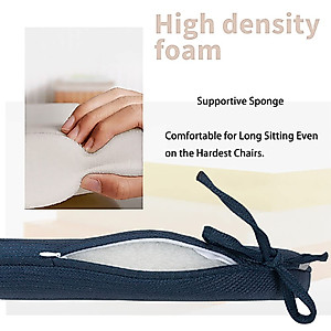 Magpie Fabrics Outdoor/Indoor 17"x16"x2" Chair Cushions with Ties Set of 2, Waterproof All Weather U-Shape Seat Pads Decoration for Patio Garden Furniture Home Office (Navy)