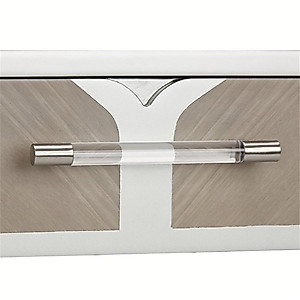 MICHAEL AMINI Lanterna Poplar Wood/Glass Vanity with Mirror in Silver Mist/Beige