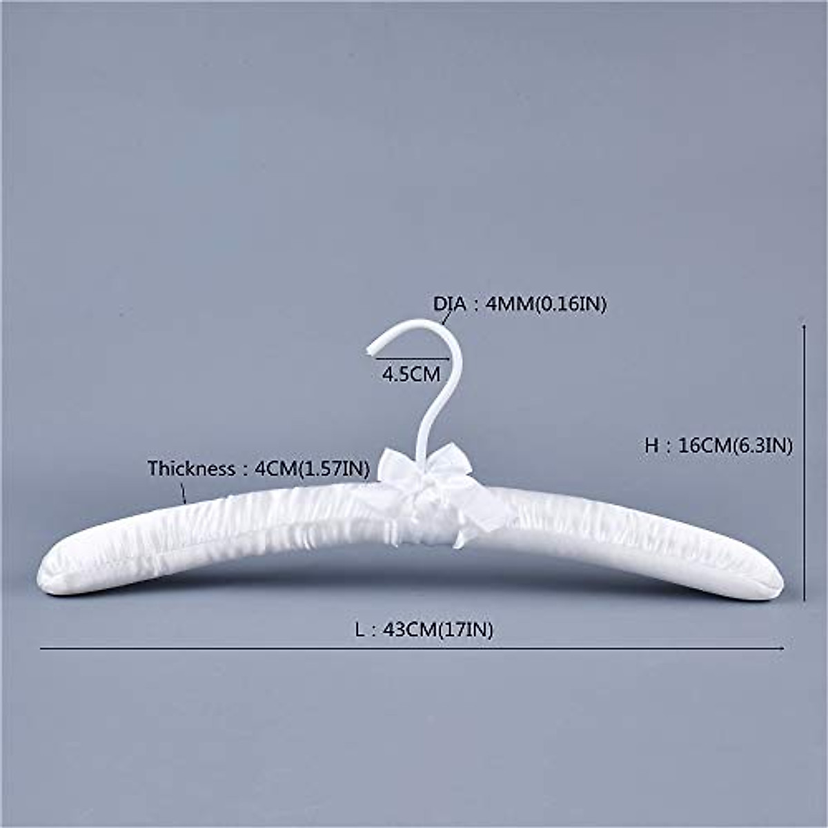Cocomaya 17 Inch Extra Large Anti Slip Satin Padded Bridal Wedding Dress Hanger No Bumps for Dress Coats, Sweaters Pack of 5 (White, 5)