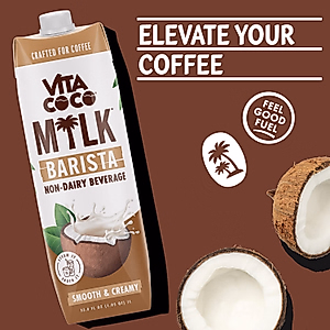 Vita Coco Barista Milk - Plant Based, Dairy Free Milk Alternative - Gluten Free, Soy Free, and Unsweetened - Perfect Add to Coffee, Matcha, Pink Drinks - 33.8 Fl Oz (Pack of 6)