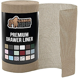 Gorilla Grip Drawer Liner and Flexible Cutting Board Set of 5, Drawer Liner Size 17.5x20 in Beige, 2 Item Bundle