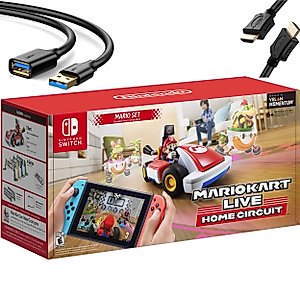 Nintendo Newest Mario Kart Live: Home Circuit - Mario Set Edition - Holiday Family Gaming Bundle Switch, Switch Lite - RED