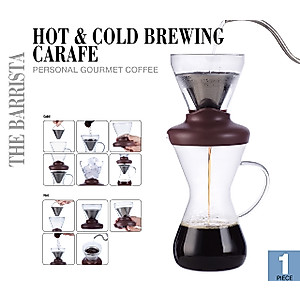 Mr Towels Deluxe Cold Brew Coffee Maker with Removable Stainless Steel Filter (Hot/Cold Coffee Brew 14oz)