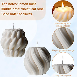Threlaco 2 Pieces Handmade Knot Ball Candle Elegant Swirl Candle Large Pillar Candle Scented Soy Wax Twirl Candle Decorative Candles for Housewarming Gift Room Shelf Decor