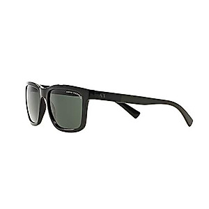 A|X ARMANI EXCHANGE Men's AX4045S Rectangular Sunglasses, Shiny Black/Green, 56 mm