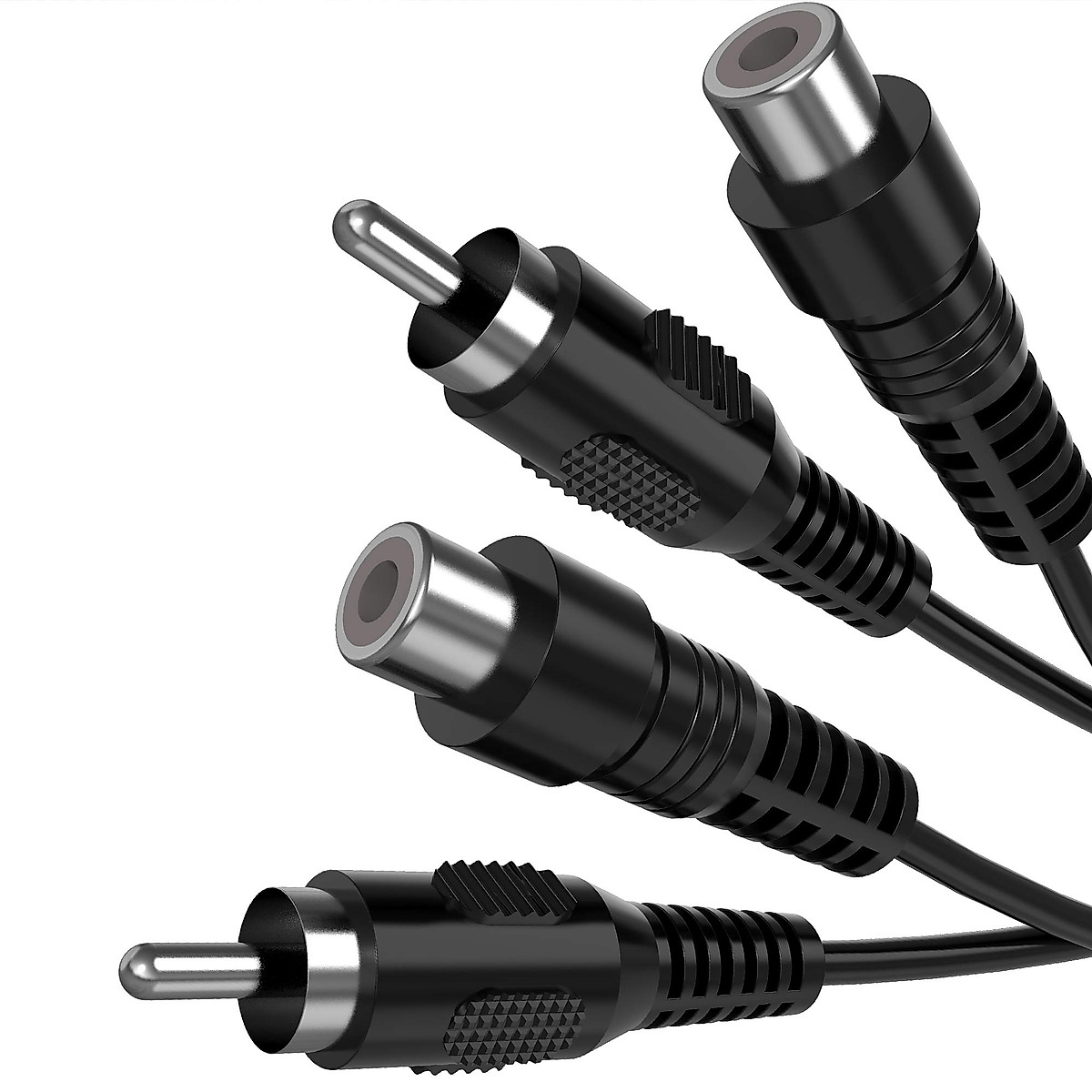 Ullnosoo RCA Extension Cable, 2 Pack 15ft Audio Video RCA Male to Female Cord for Speaker, Subwoofer, Camera, HDTV, Amplifier