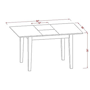 East West Furniture Milan Dining Room Rectangle Kitchen Table Top with Butterfly Leaf, 36x54 Inch, Mahogany