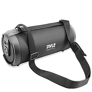 PyleUsa Wireless Portable Bluetooth Boombox Speaker - 17 Watt Rechargeable Boom Box Speaker Portable Music Barrel Loud Stereo System with AUX Input,MP3/USB/SD Port,Fm Radio,3" Tweeter PBMSPG2BK,Black