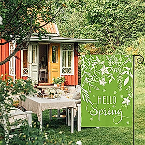 AVOIN colorlife Hello Spring Floral Garden Flag 12x18 Inch Double Sided Outside, Green Seasonal Yard Outdoor Flag