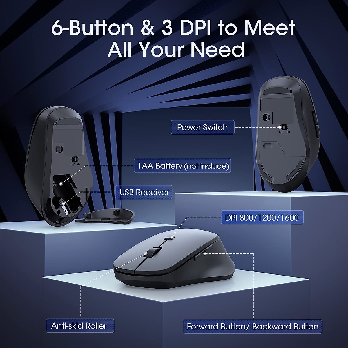 Veilzor Wireless Keyboard and Mouse Combo, 2.4GHz Lag-Free Ergonomic Keyboard Full-Size with Phone Holder & 10 Independent Shortcuts, Silent Mouse with 4 DPI for Computer, Desktop, Laptop