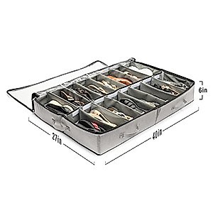 MOJECTO Extra Large Under Bed Storage Organizer (40x27x6 In) With Hard Bottom And Side Walls For Shoes, Blanket, Clothes.