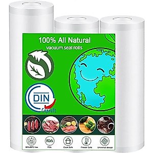 Vacuum Sealer Bags Rolls for Food Saver, GAVASTO 100% All Natural Vacuum Sealer Bags for Food, Seal a Meal Bags, Commercial Grade, BPA/BPS Free, Great for Vacuum Sealing-8x20(2Rolls), 11x20(1Roll)