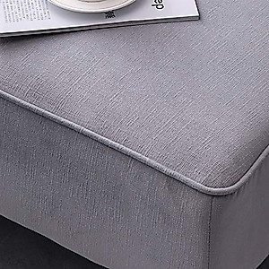Alunaune Upholstered Loveseat Bench Settee for Living Room, Modern Armless Small Sofa Bedroom Couch Cushioned Linen Love Seat Bench (Light Grey)