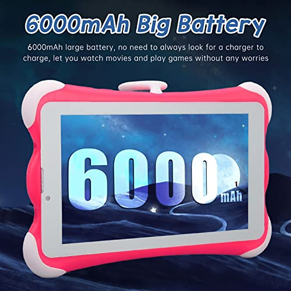 Kids Tablet, 7 Inch 1280x800 Dual SIM Dual Standby 6000mAh Rechargeable Battery 100‑240V Toddler Tablet for Study (US Plug)
