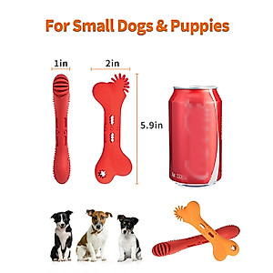 SCHITEC Puppy Chew Toys, [2 Pack] Interactive Treat Dispensing Puzzle Toy for Small Dogs, Tough Rubber Teething Dog Bones for Puppies