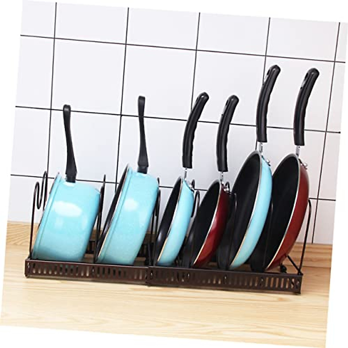 GANAZONO 1pc Desk Top Organizer Dish Storage Rack Cutting Board Holder Stand Expandable Pot Organizer Metal Dish Drying Stand Pan Lid Organizer Expandable Pan Organizer Pot Storage Flat