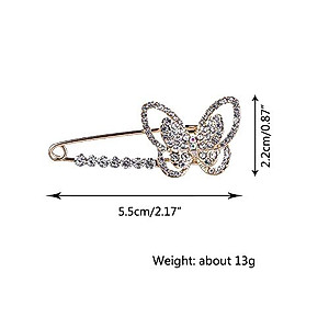 Mystart 2 Pieces Alloy Rhinstone Butterfly Safety Pins Jewelry Brooch Pins for Blankets Scarves Sweater