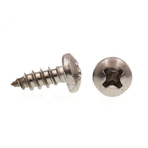 Prime-Line 9019151 Sheet Metal Screw, Self-Tapping, Pan Head Phillips, #6 X 3/8 in, Grade 18-8 Stainless Steel, Pack of 100