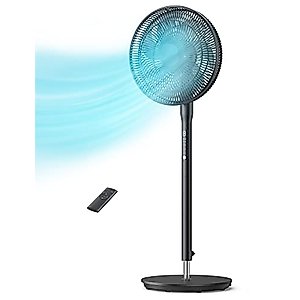 Delvit Standing fan,Oscillating Fan with Remote control,Quiet,Electric Pedestal 13 Speed Levels, 9-Hour Timer, 3 Wind Modes, 14-inch Adjustable Height for House Room Office Bedroom Use (Black)
