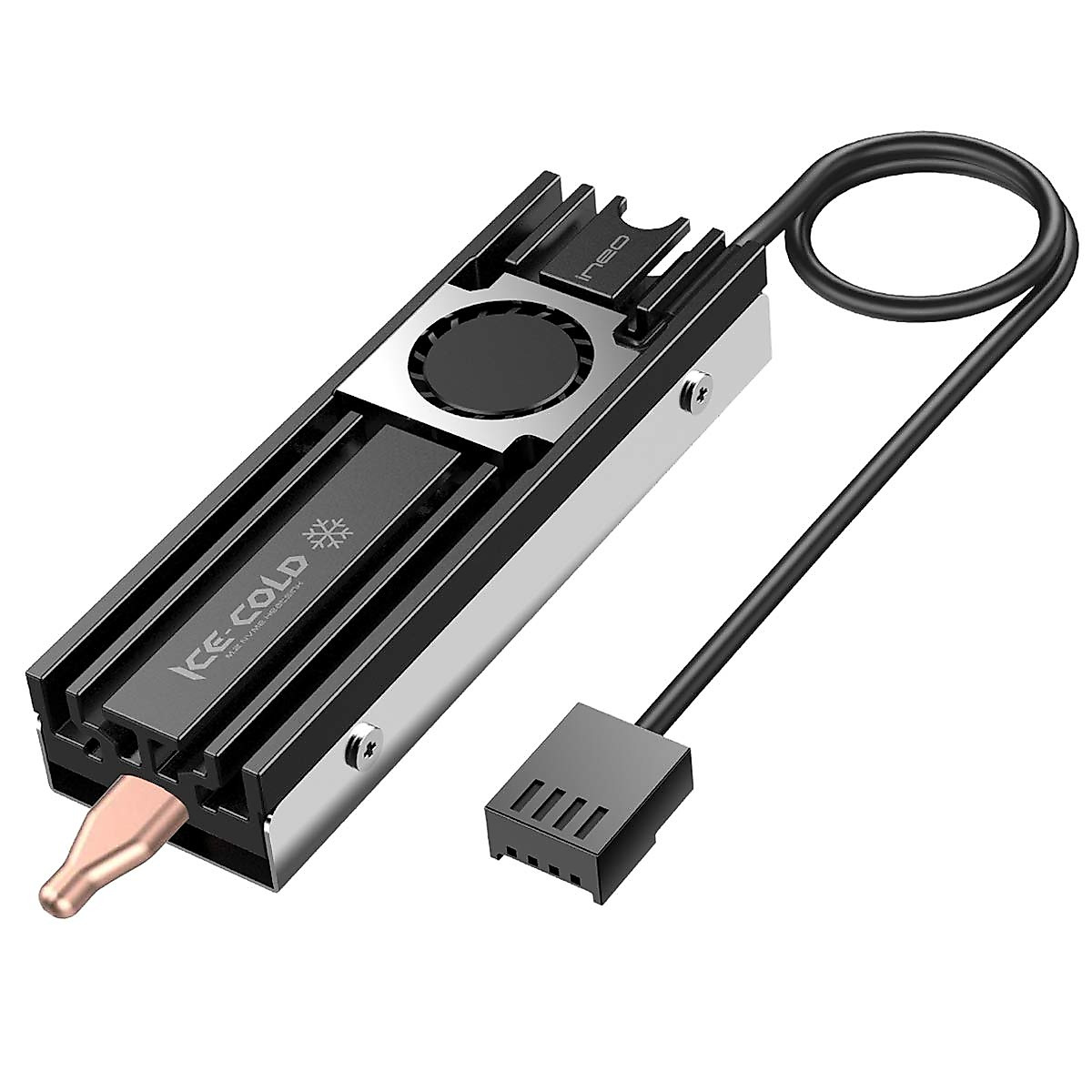 ineo Aluminum M.2 2280 SSD Heatsinks with 20mm Fan and Pure Cooper Strip for M.2 NVME SSD [C2600 Fan]