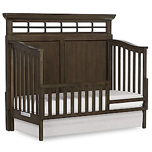 Evolur Empire 5-in 1 Convertible Crib with Metal Elements in Distressed Timber, Free Mattress