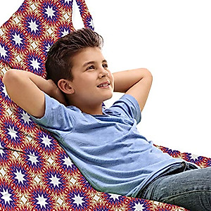 Ambesonne Geometric Lounger Chair Bag, Octagonal Stars Formed by Zigzag Lines and Triangles, High Capacity Storage with Handle Container, Lounger Size, Blue Violet Blue Violet