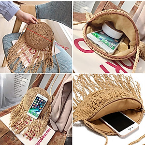 Nice Pies Women Round Handbags Straw Bag holiday beach round bag Tassel Vintage Cotton line Messenger Bag