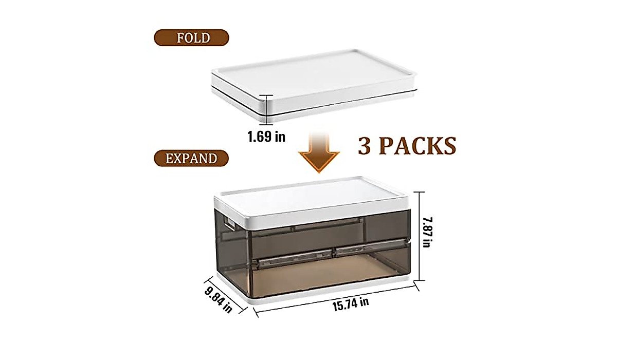 Stackable Plastic Storage Bins with Lids - 3 Pack for Organizational Ease