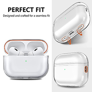 Airpods Pro 2nd/1st Generation Case Cover, Compatible with Airpods Pro Case 2nd Gen USB C Charging Port,with Lanyard [Front LED Visible] Compatible with AirPods Pro 2nd Generation (Clear White)