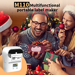 Label Maker Machine,Phomemo M110 Portable Bluetooth Label Printer for Storage, Shipping, Barcode, Mailing, Office, Home, Organizing, Sticker Maker Mini Label Maker with Multiple Templates