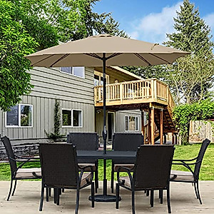 Aoodor Patio Umbrella 8 x 8 ft Market Square Umbrella Water Resistant UV Protection No Base - Brown