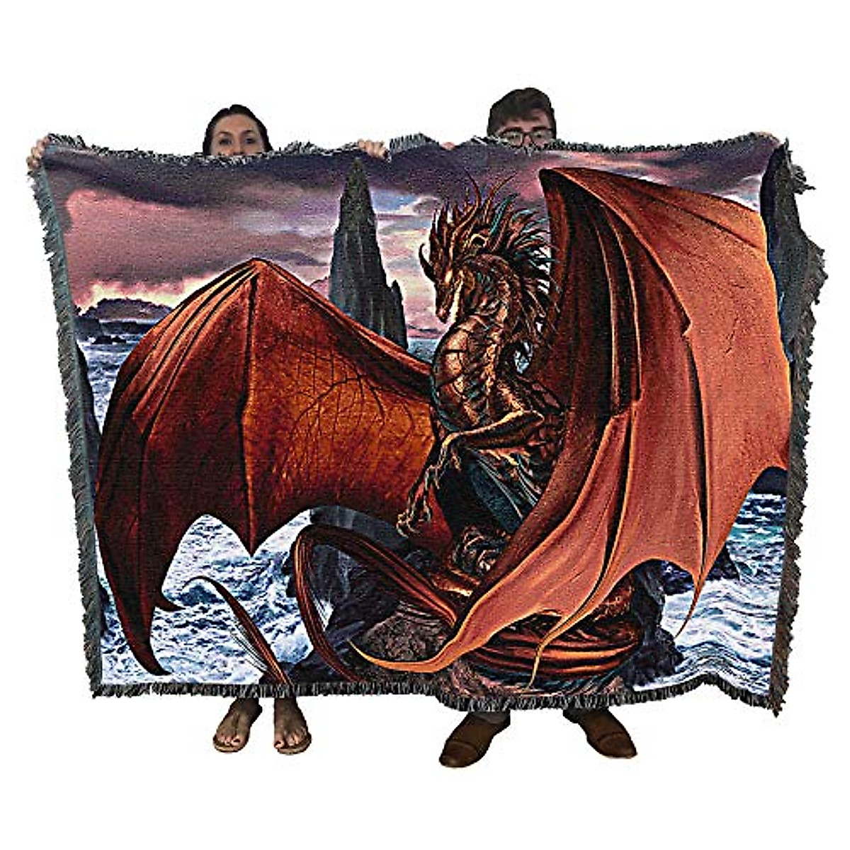 Pure Country Weavers Coppervein Blanket by Ruth Thompson - Gift Dragon Fantasy Tapestry Throw Woven from Cotton - Made in The USA (72x54)